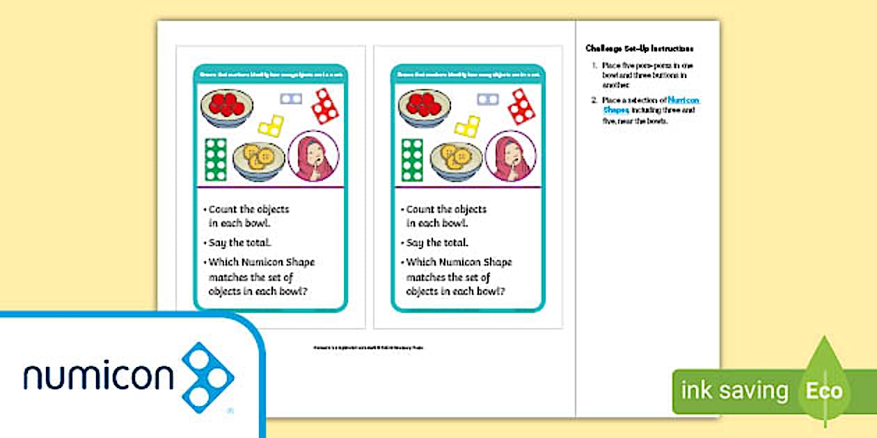 Numicon Shapes EYFS Challenge Counting Sets in Bowls Tolsby/Fiestad